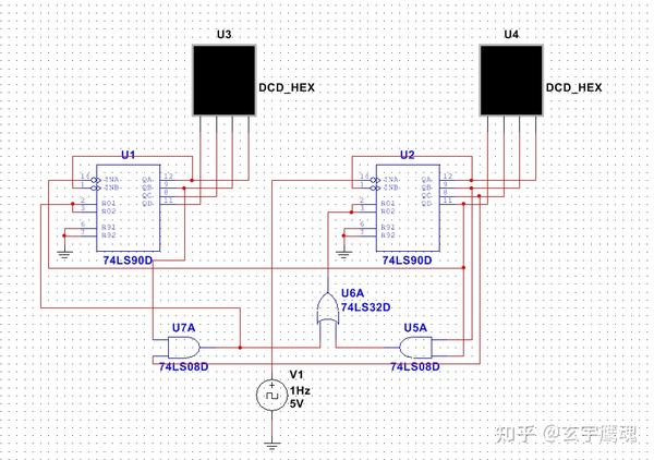 multisim 24进制计数器1，74LS90 - 知乎