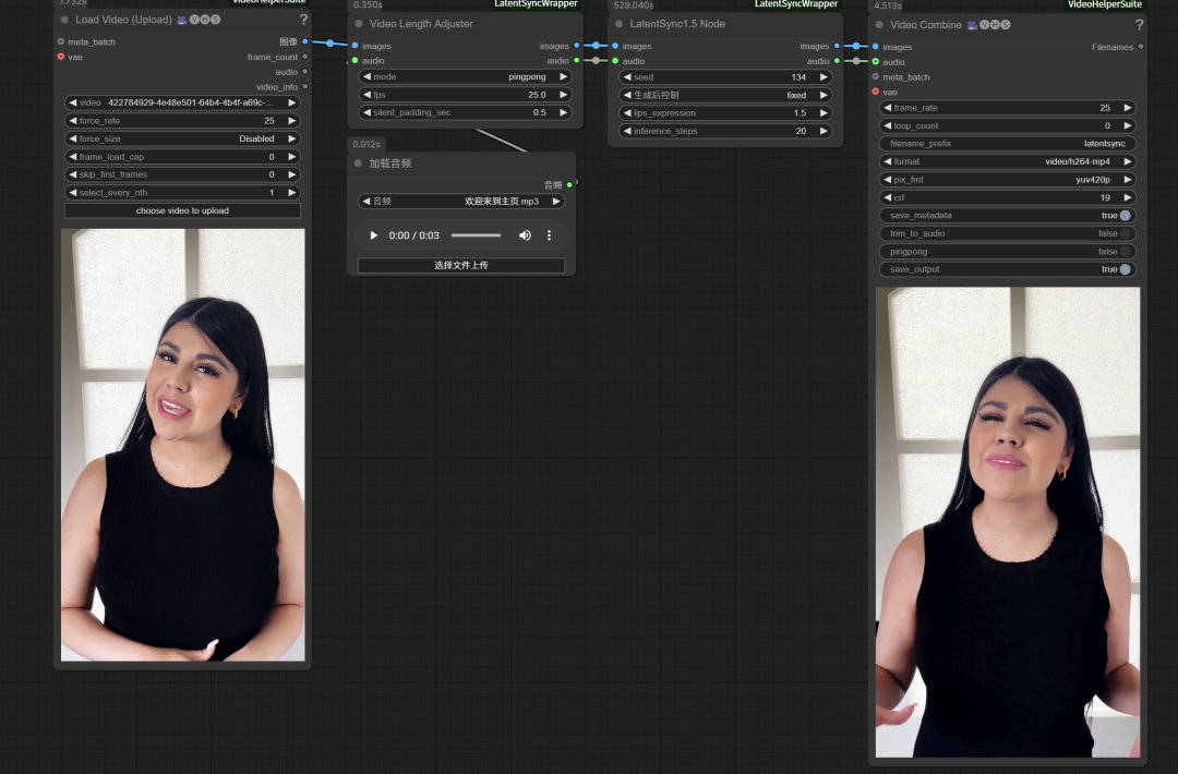 [ComfyUI]LatentSync1.5: 最新开源视频对口型数字人升级，音唇同步和中文支持更佳 - 知乎