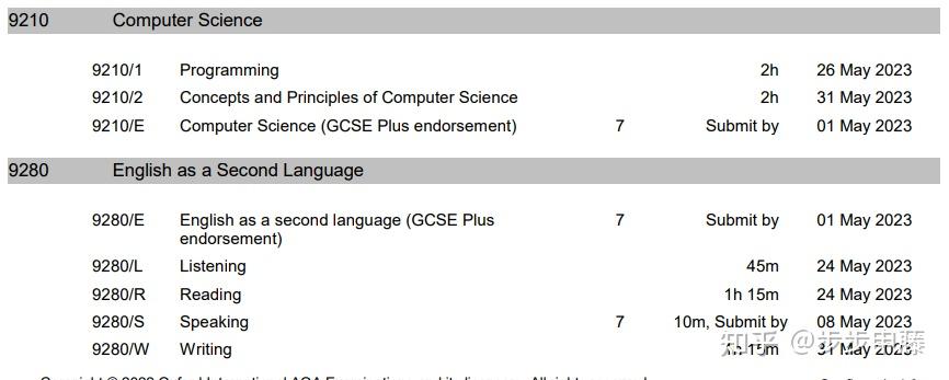 官宣：2023年CAIE、爱德思、AQA三大考试局IG/Alevel夏校大考时间表公布！ - 知乎