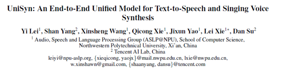 AAAI2023：UniSyn—基于端到端神经网络的语音与歌声合成统一建模 - 知乎