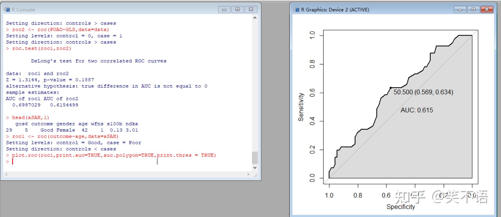 R语言快速画出ROC曲线和算出可信区间和p值 - 知乎