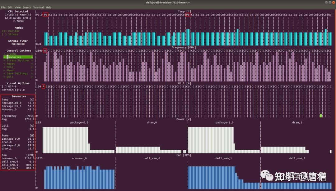 推荐一款Linux下监控CPU温度、频率、功耗的工具：s-tui - 知乎