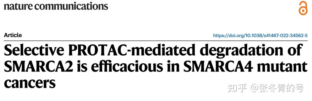 选性SMARCA2-PROTAC在SMARCA4突变型癌症中的应用 - 知乎