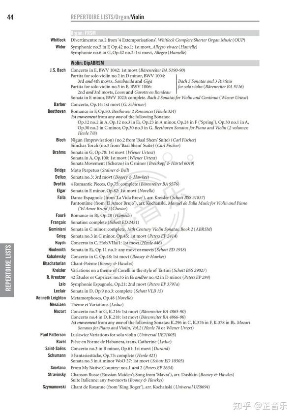 英皇小提琴ARSM和初级文凭曲目单 - 知乎