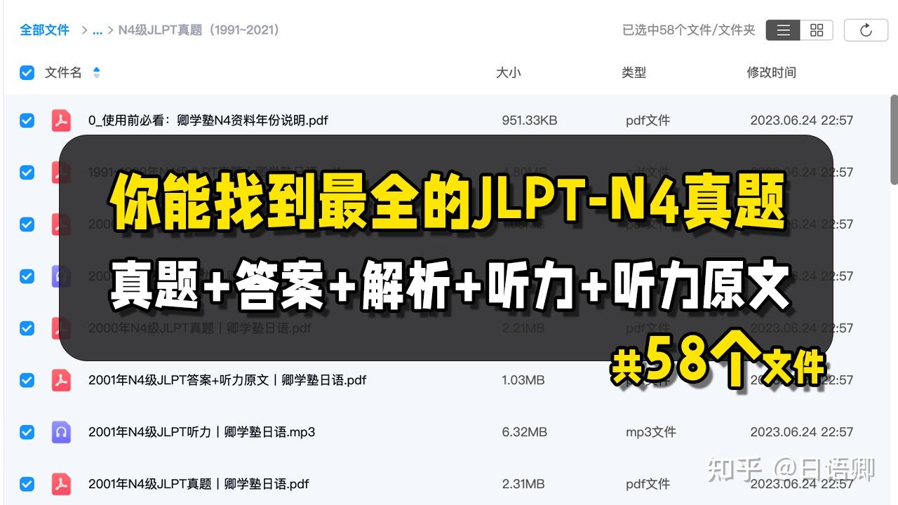 N4级JLPT：你能找到最全、超清楚的历年N4真题+答案+解析+听力+原文（1991-2021年） - 知乎
