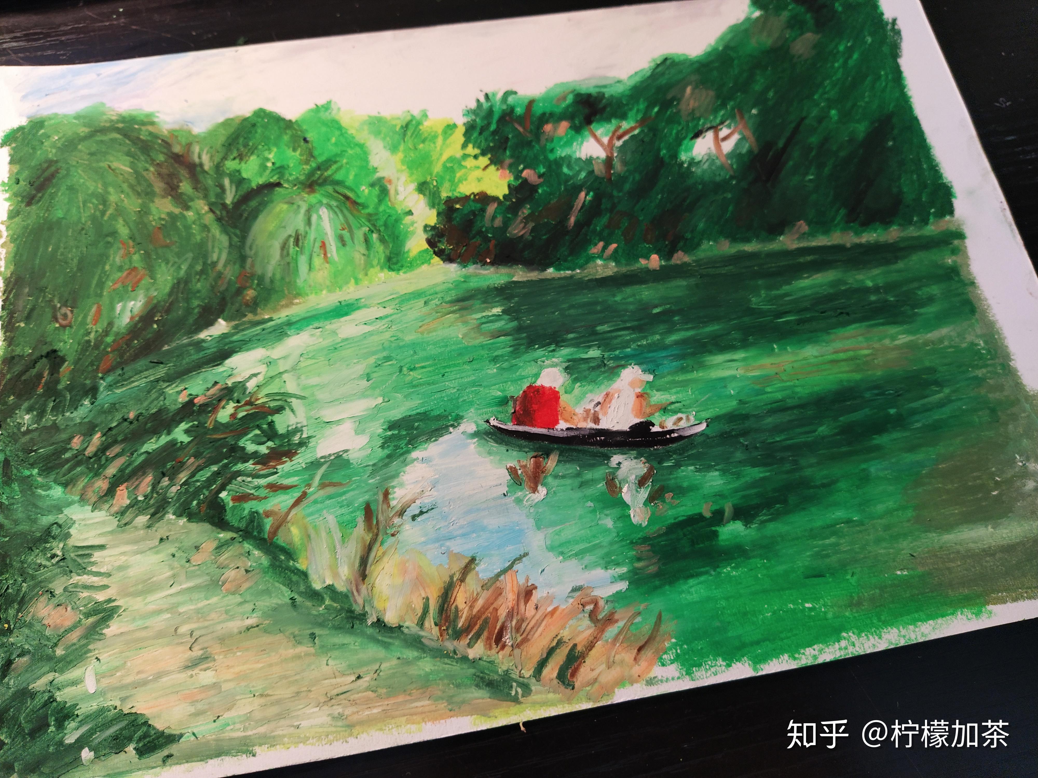 油画棒画名画：#潘玉良-夏日垂钓（文字图片过程） - 知乎