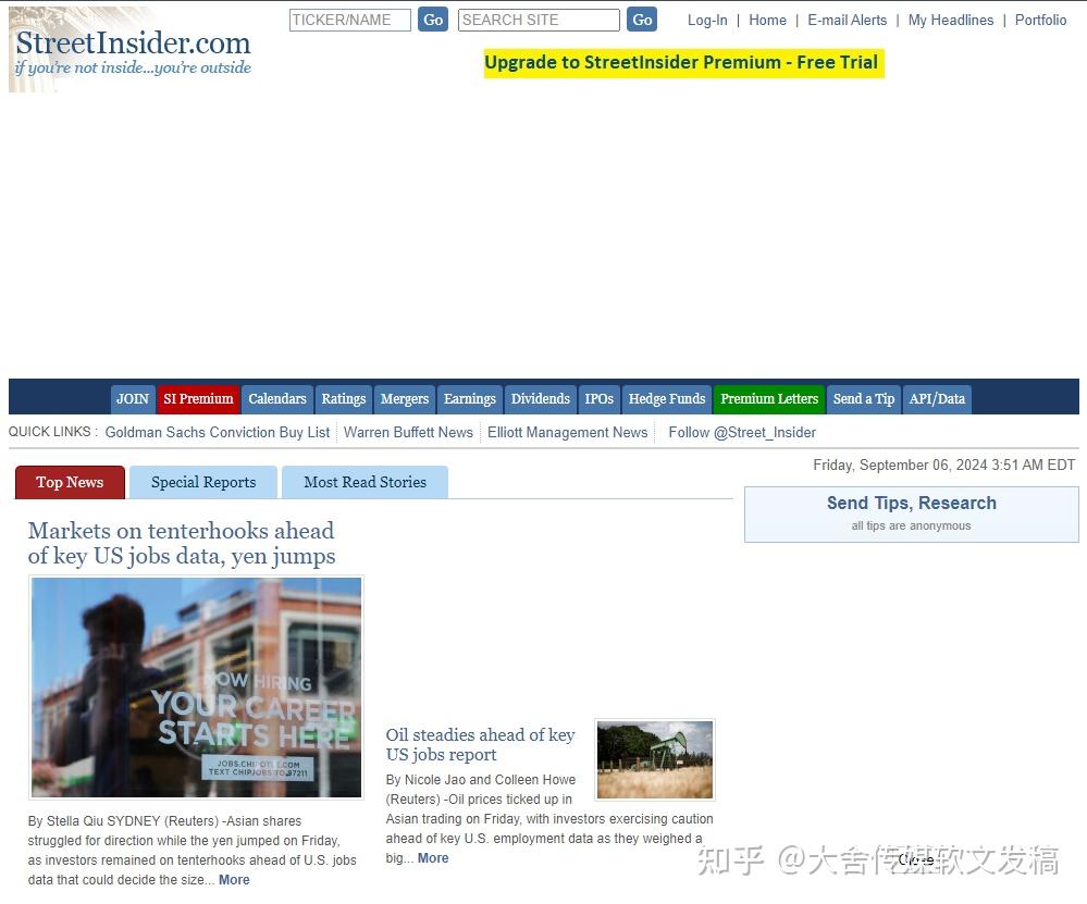 海外媒体软文发稿：美国著名网站媒体华尔街内参【StreetInsider】 - 知乎