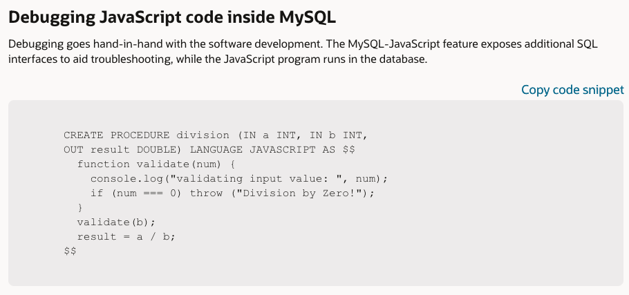 虽迟但到！MySQL 可以用 JavaScript 写存储过程了! - 知乎