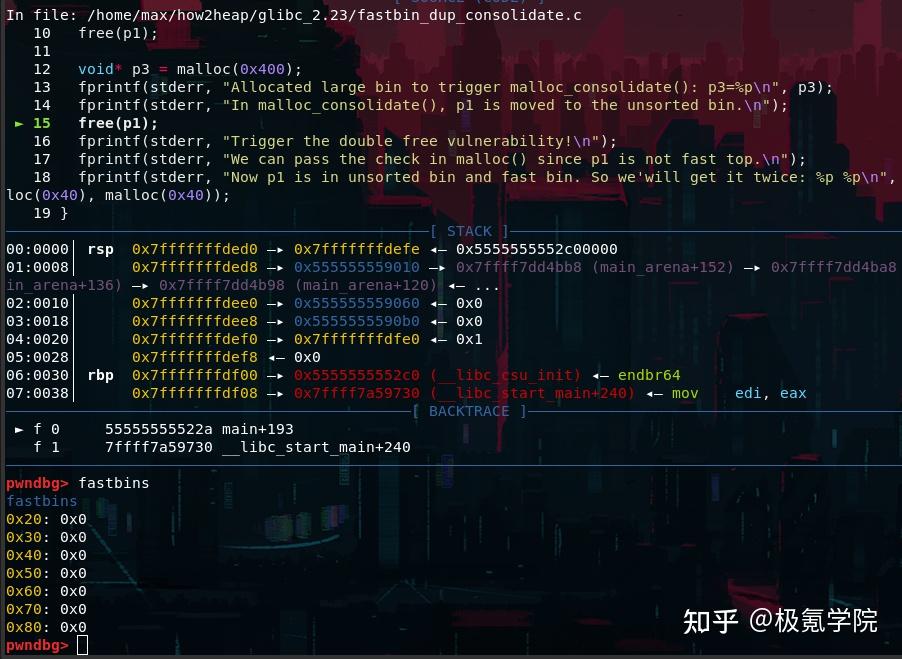 How2heap--fastbin_dup_consolidate(by glibc-2.23) - 知乎