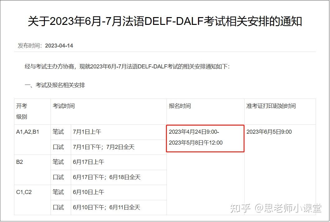 2023年6-7月法语DELF-DALF考试报考全流程！ - 知乎
