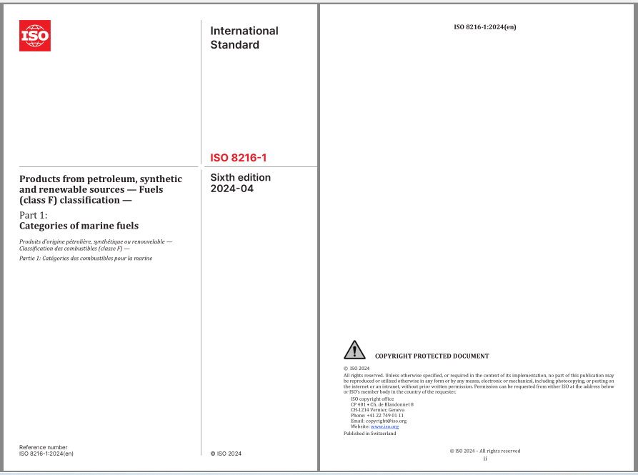 ISO 8216-1-2024【中文版翻译+PDF原版】石油、合成和可再生资源产品.燃料(F类)分类.第1部分:船用燃料的种类 - 知乎