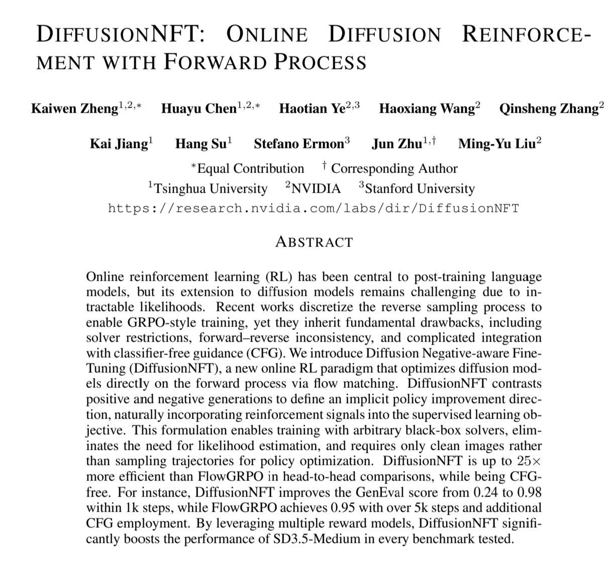 DiffusionNFT: Online Diffusion Reinforcement with Forward Process - 知乎