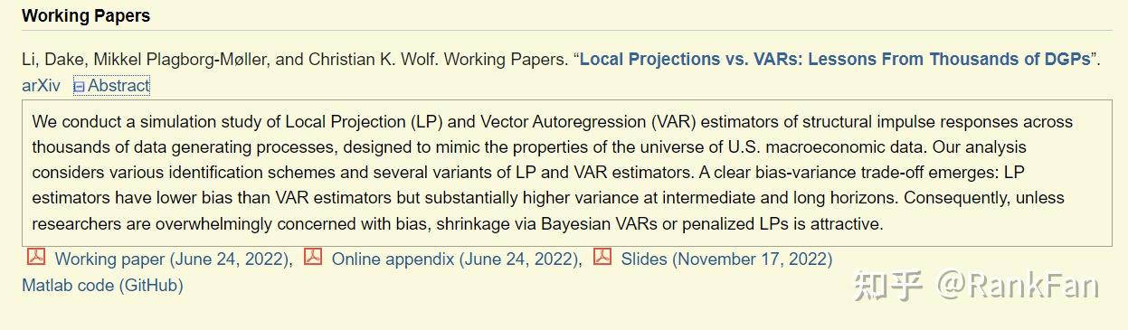 Local Projections vs. VARs - 知乎
