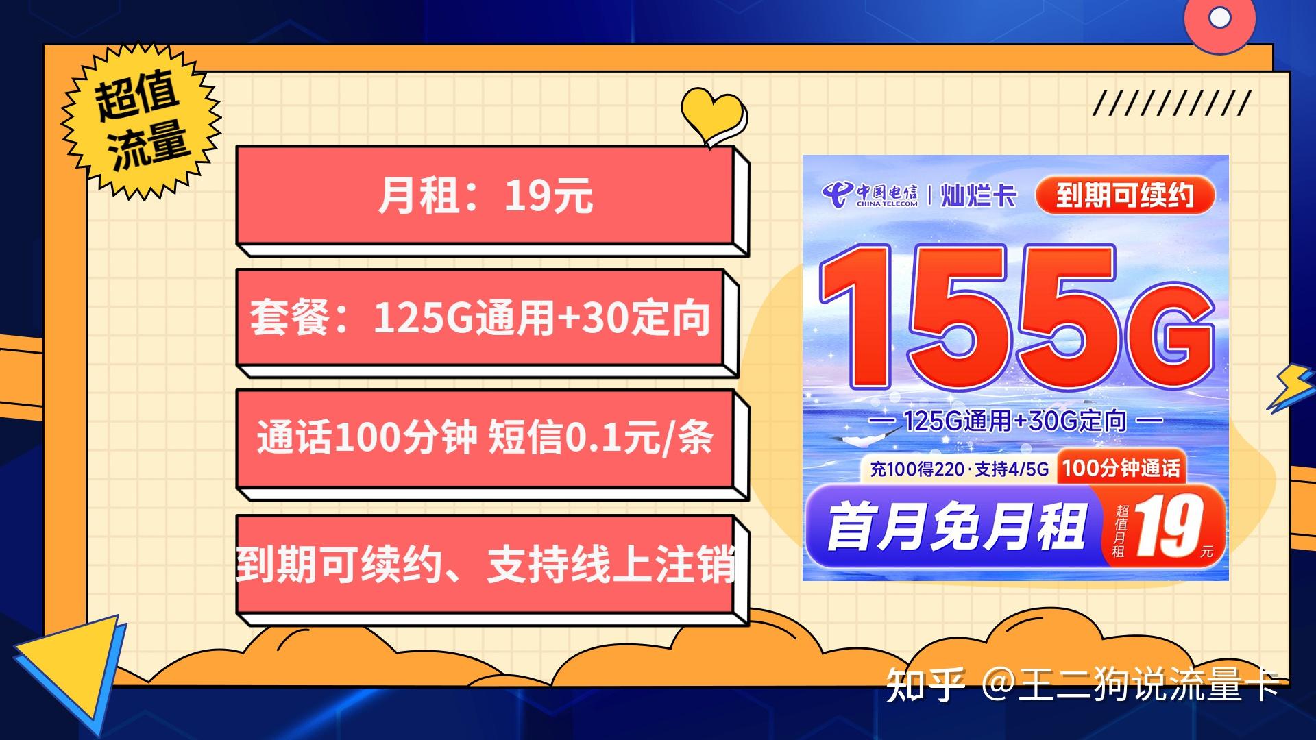 2023最新套餐：电信流量卡19元月租155G全国流量100分钟通话！ - 知乎
