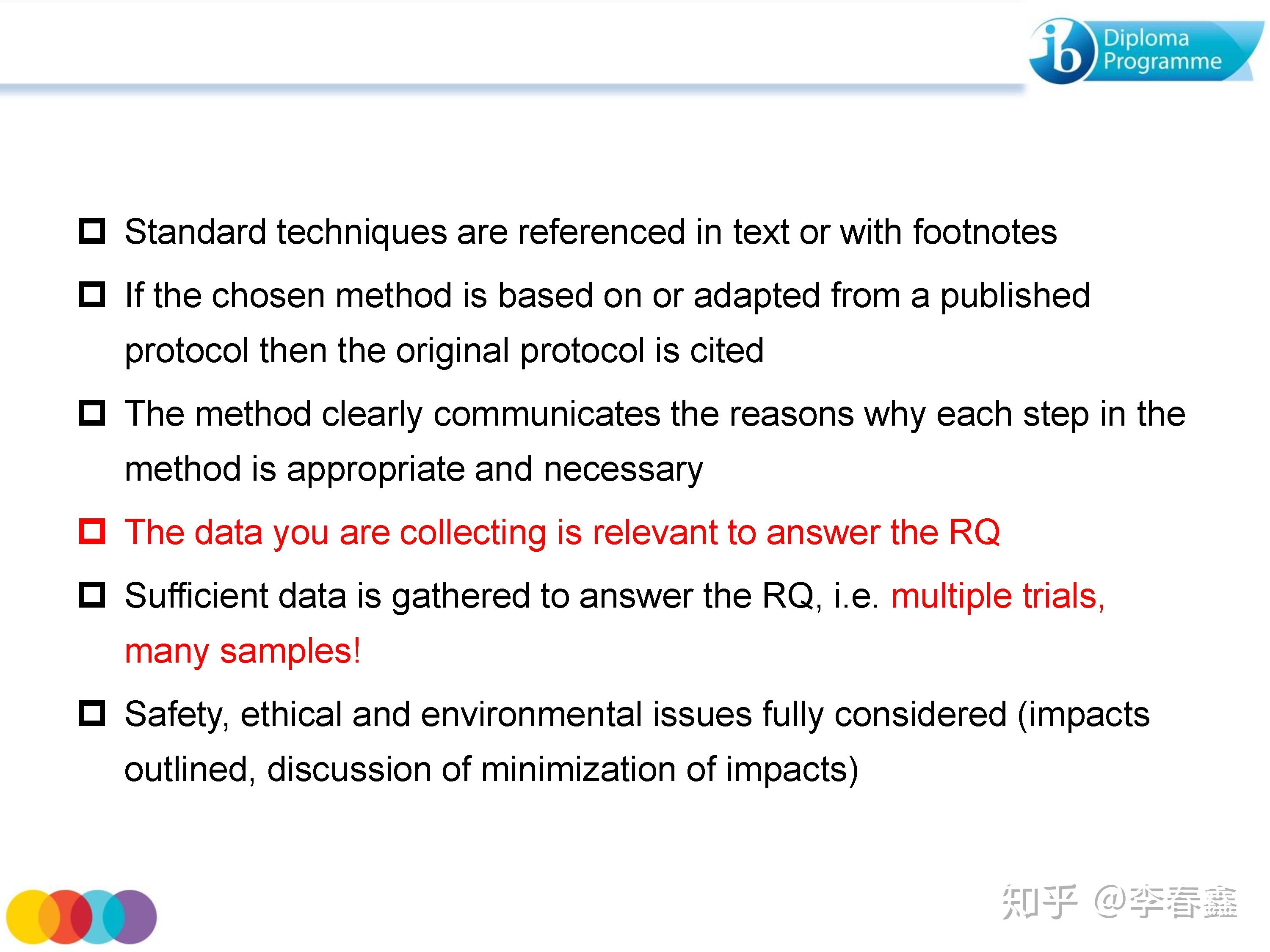 DP Biology IA Checklist IA 