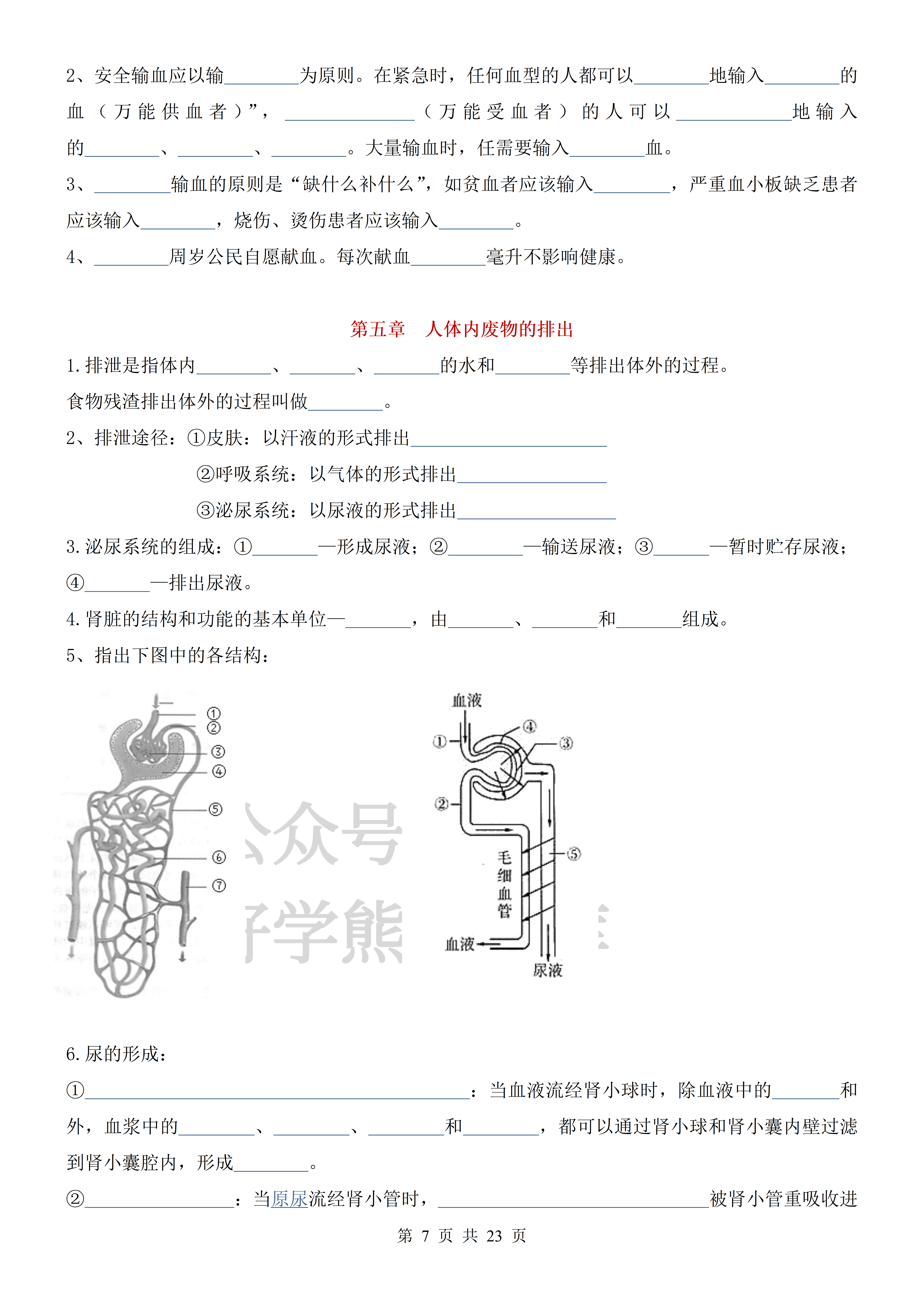 人教版初一七年级下册生物重点知识点提纲（填空版） - 知乎