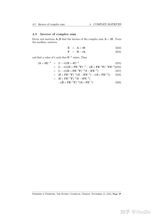 矩阵微积分公式查表(The Matrix Cookbook) - 知乎