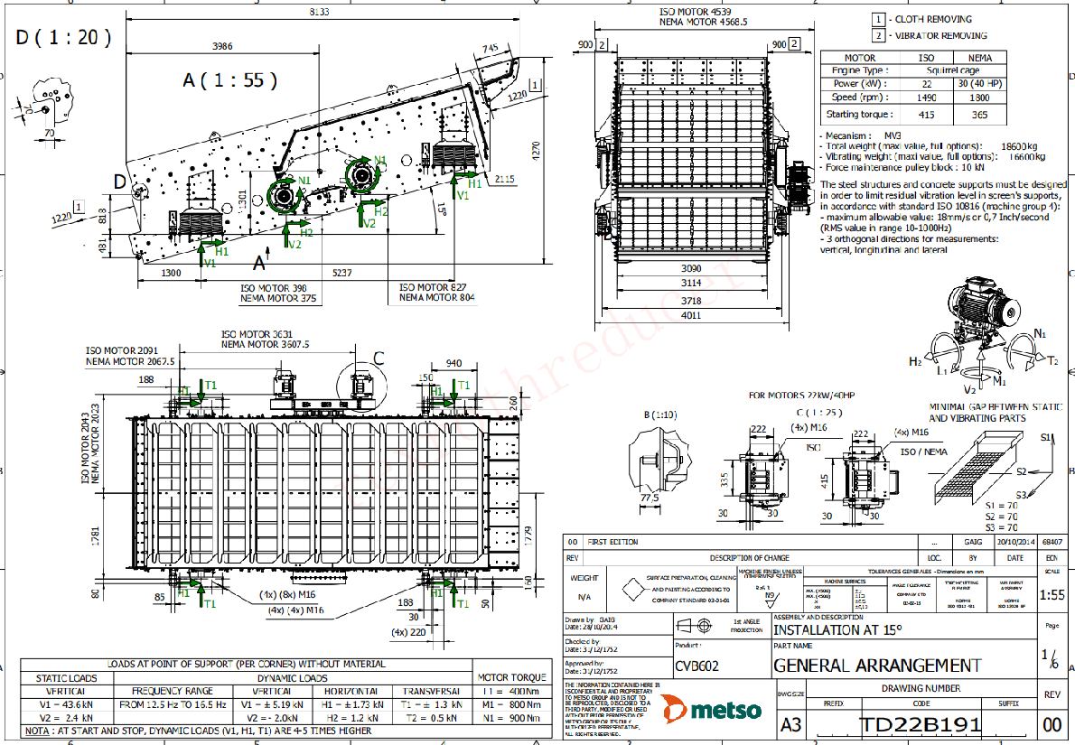 Metso美卓CVB系列斜面振动筛图纸CVB102/103/104/202/203/204/302/303/304/402/403/502 ...
