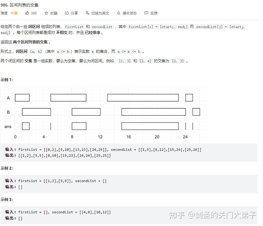 986. 区间列表的交集 - 知乎