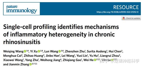 Nat Immunol︱中国医学科学院何维/张建民/北京协和医院吕威团队合作发现慢性鼻窦炎新机制和治疗新靶点 - 知乎