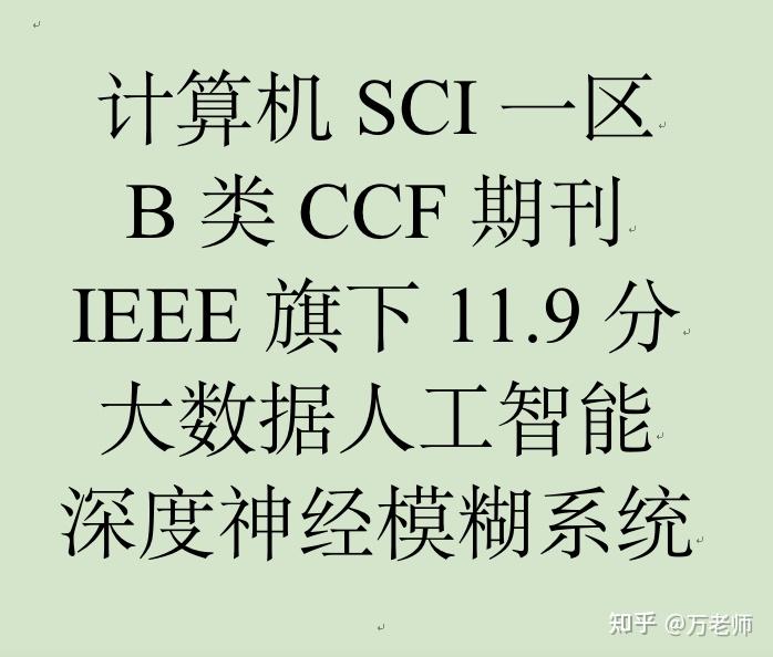 SCI主推征稿：计算机一区SCI，TOP期刊，CCF B类，《IEEE Transactions on Fuzzy Systems》，因子11.9 - 知乎