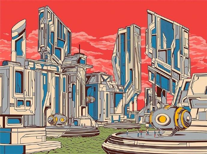orkhan isayev 复古《乌托邦》插画作品 - 知乎