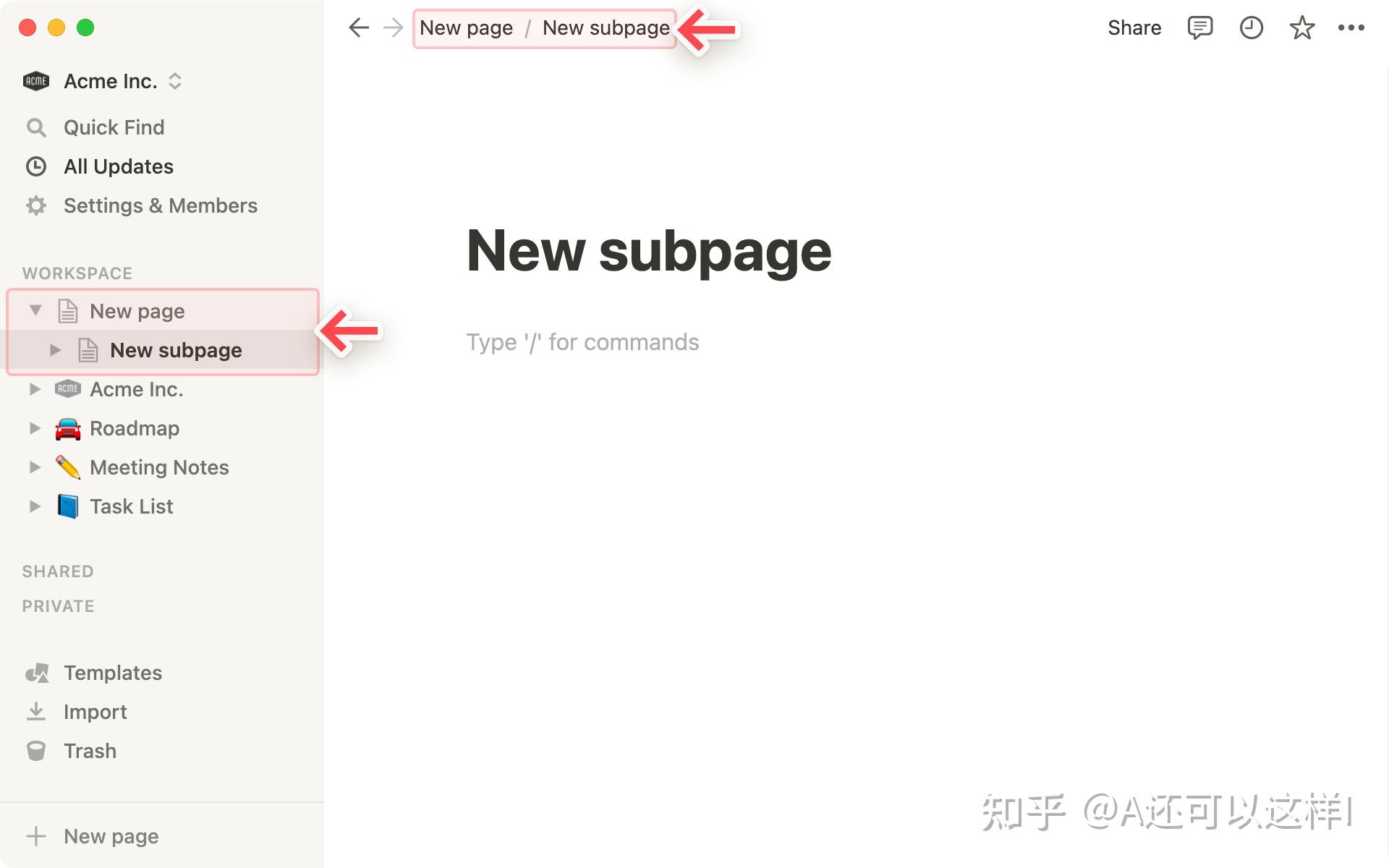  Notion 1 3 Create A Subpage 