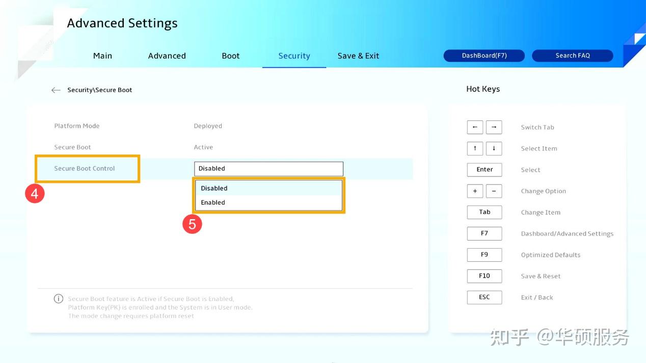 华硕笔记本MyASUS in UEFI界面BIOS中如何开启或关闭安全启动？ - 知乎