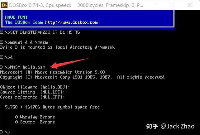 汇编语言学习 DOSBox+MASM 安装及使用教程 - 知乎