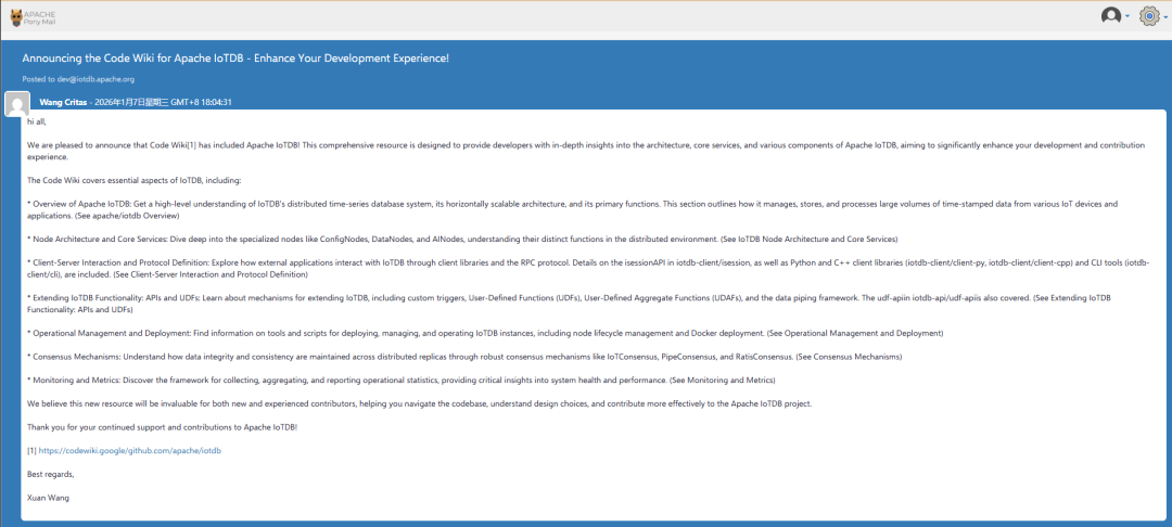 时序数据库 Apache IoTDB “入驻” Google Code Wiki 技术知识库！ - 知乎