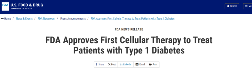 耗时3年获批上市的FDA首款胰岛细胞药物Lantidra退审发补原因解密 - 知乎