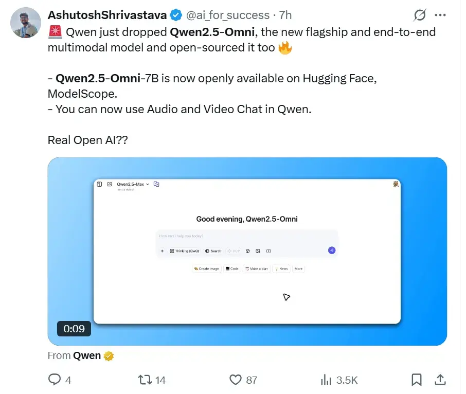 阿里深夜开源Qwen2.5-Omni，7B参数完成看、听、说、写 - 知乎