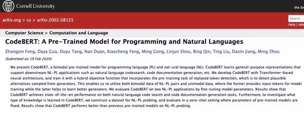 新预训练模型CodeBERT出世，编程语言和自然语言都不在话下，哈工大、中山大学、MSRA出品 - 知乎