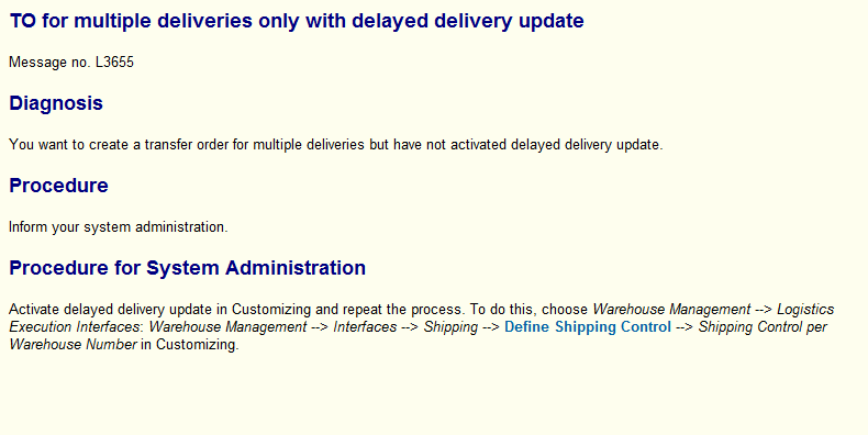 SAP执行VL06P为交货单创建组，报错-TO for multiple deliveries only - 知乎