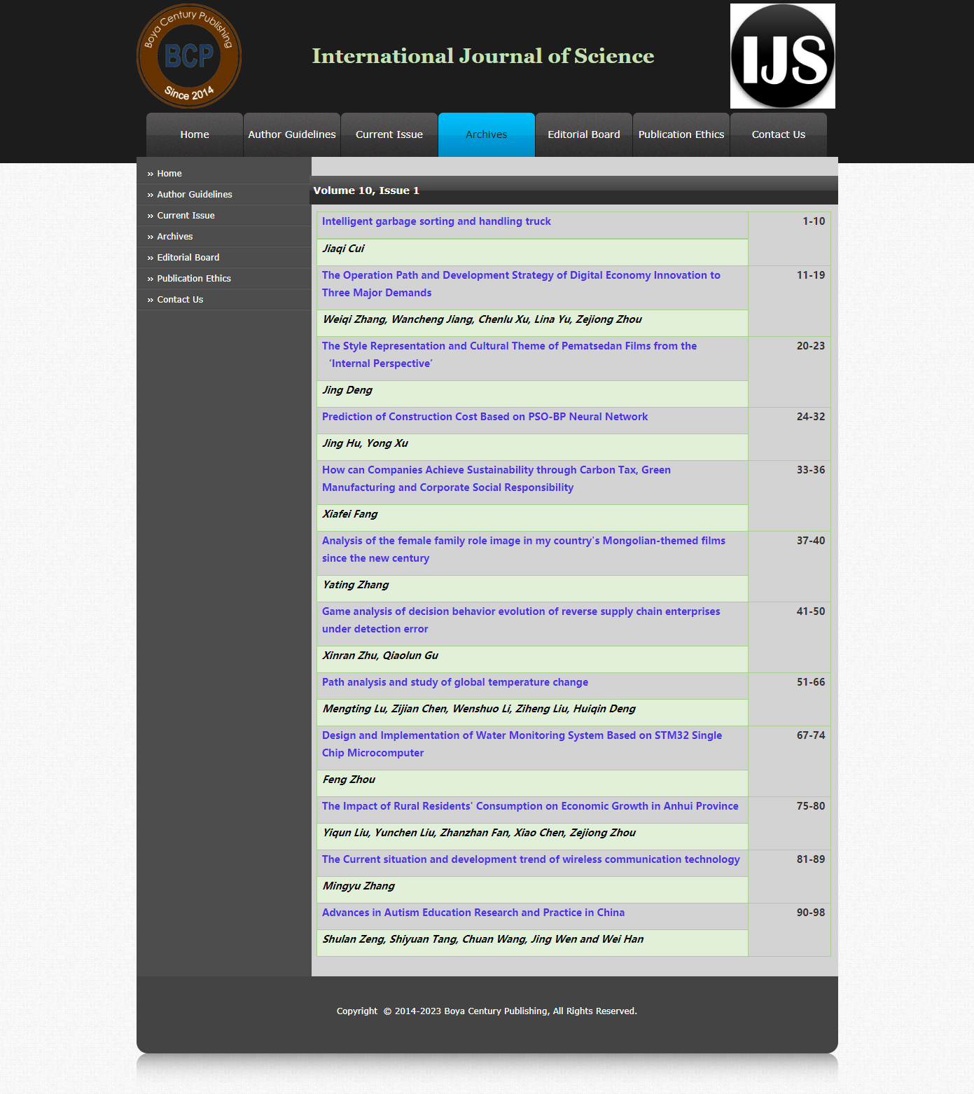 International Journal of Science(IJS) ISSN: 1813-4890 - 知乎