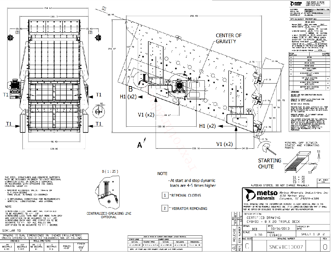 Metso美卓CVB系列斜面振动筛图纸CVB102/103/104/202/203/204/302/303/304/402/403/502 ...