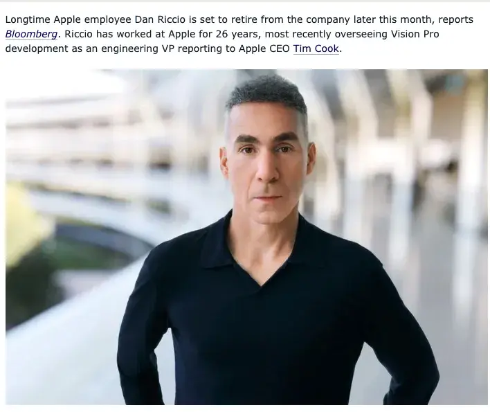 VisionPro的爸爸Dan Riccio退休后，苹果的库克会继续VisionPro的发展吗？ - 知乎