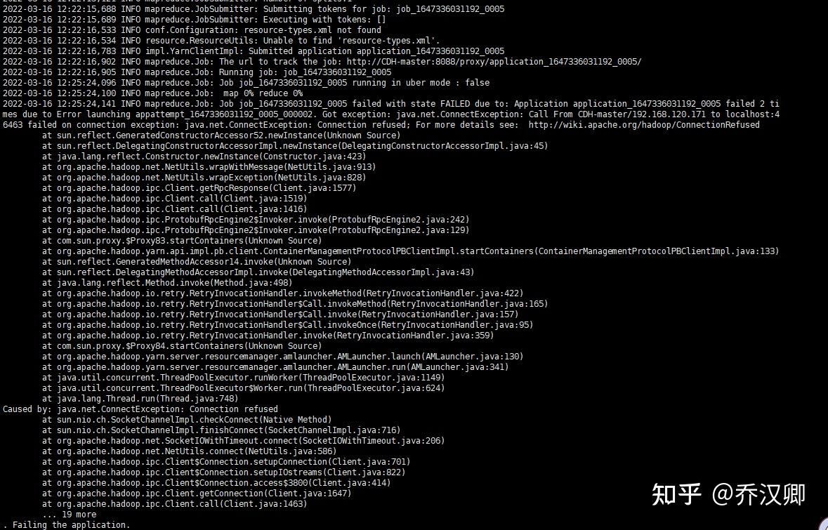 Got exception: java.net.ConnectException: Call From CDH-master/192.168.120.171 to localhost ...
