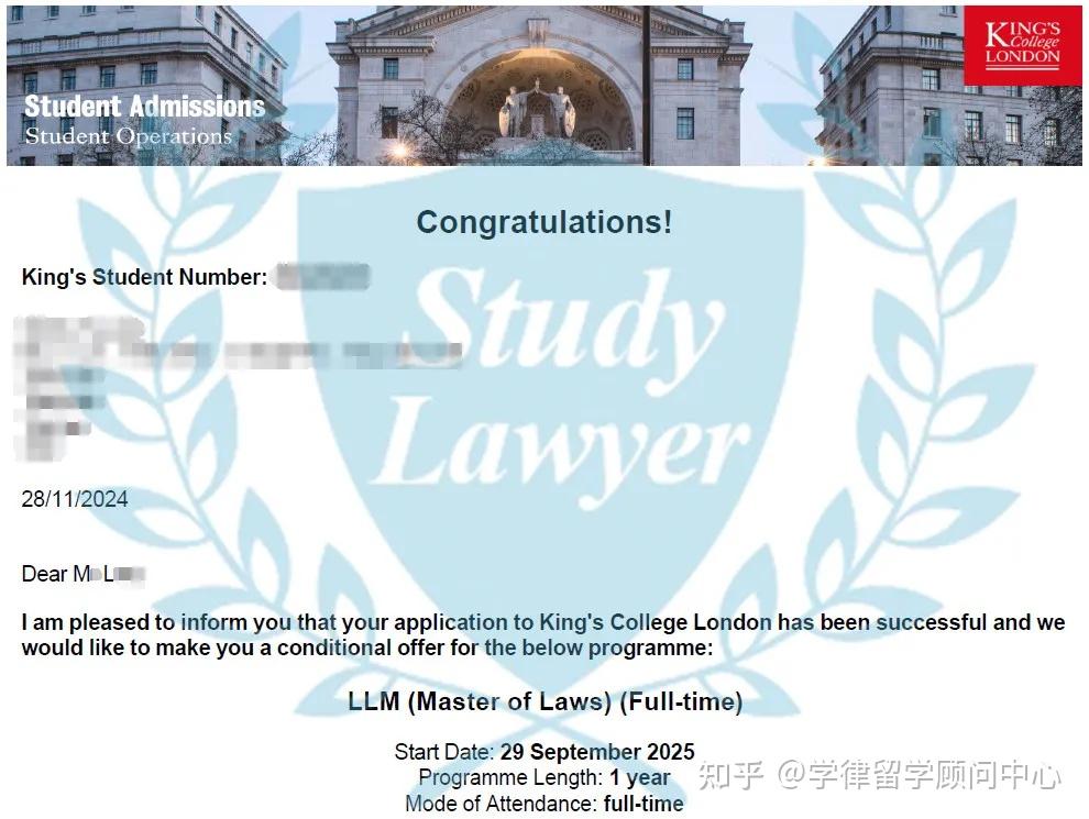 KCL LLM放榜，恭喜收到offer的学律申请者 - 知乎