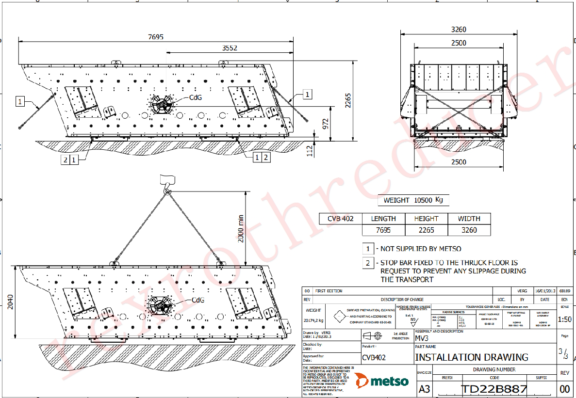 Metso美卓CVB系列斜面振动筛图纸CVB102/103/104/202/203/204/302/303/304/402/403/502 ...