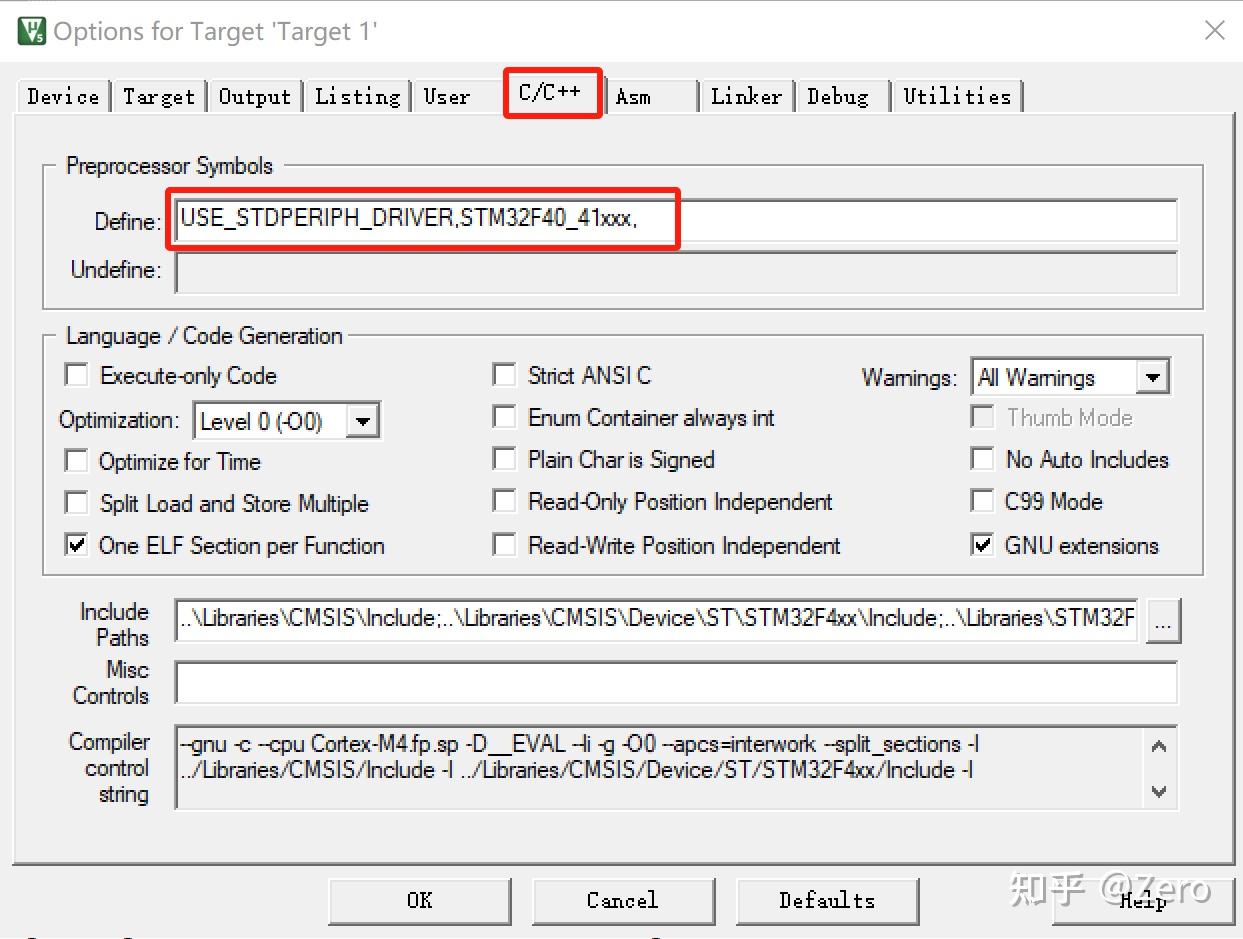"Please select first the target STM32F4xx device used in your ...
