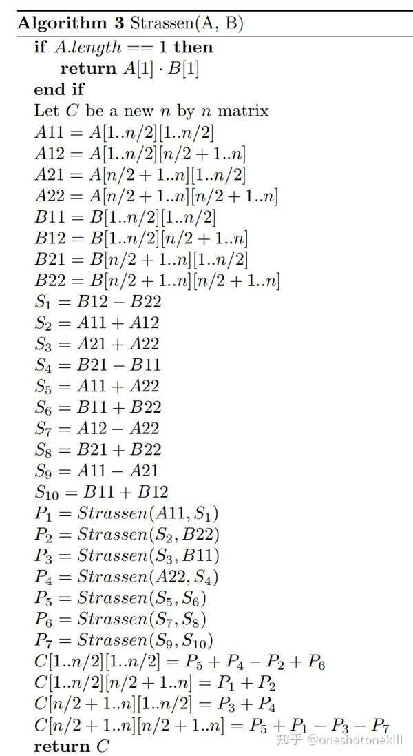 《算法导论》笔记3 矩阵乘法（Strassen's algorithm)（第一章第四节第二部分） - 知乎