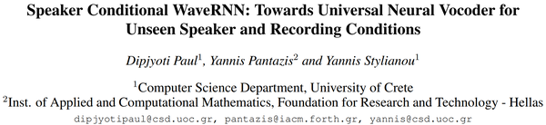 ArXiv2020 Speaker Conditional-WaveRNN | Universal Neural Vocoder - 知乎