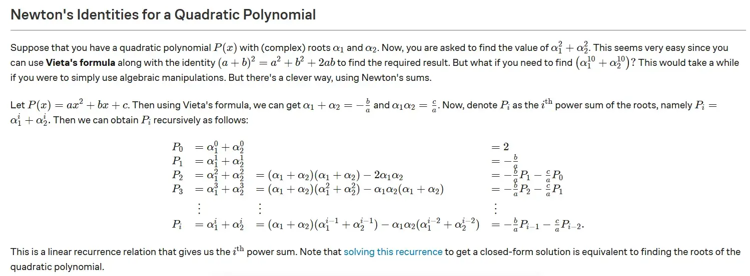 牛顿恒等式（Newton's identities） - 知乎