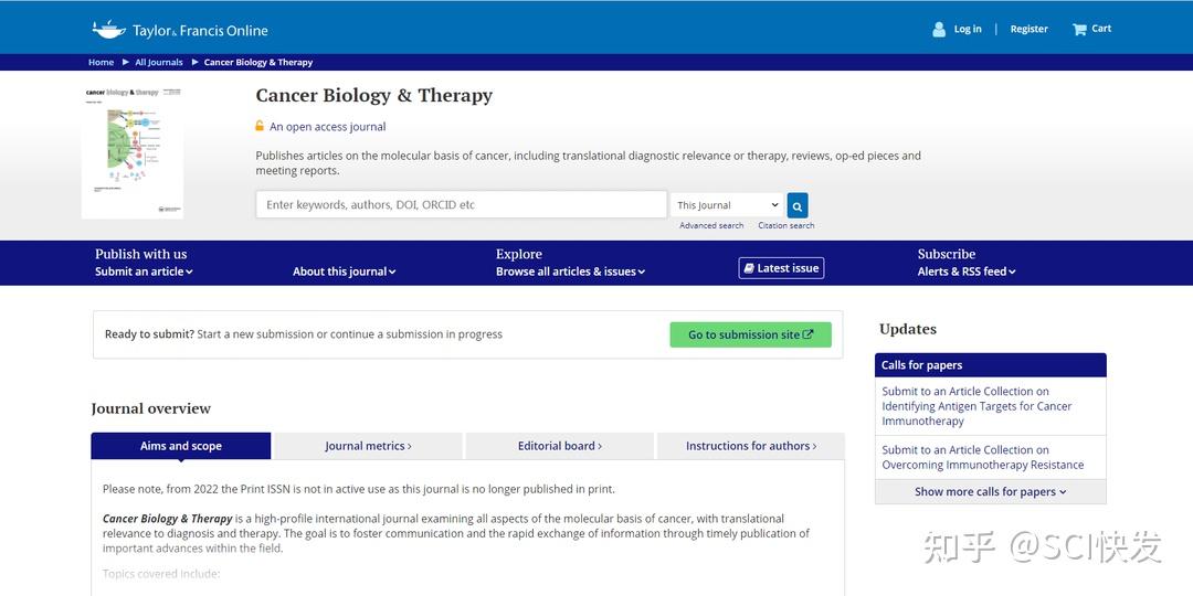 sci快发 | Cancer Biology & Therapy：OA期刊，JCR2区，国人友好 - 知乎