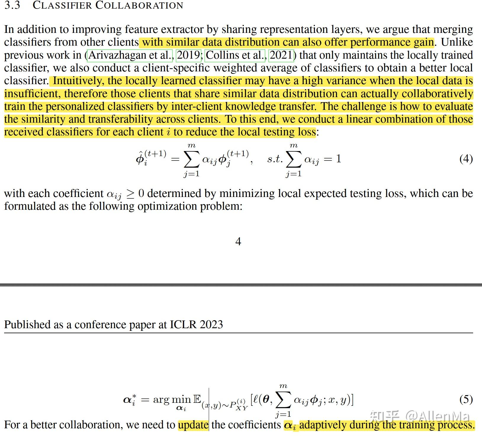 论文笔记--PERSONALIZED FEDERATED LEARNING WITH FEATURE ALIGNMENT AND CLASSIFIER COLLABORATION - 知乎
