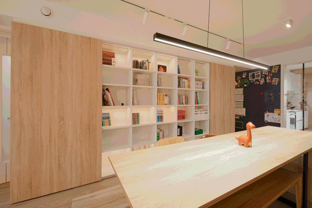 装修案例 | 170㎡亲子宅LDK一体化设计，超大书柜拉近家庭陪伴距离！ - 知乎