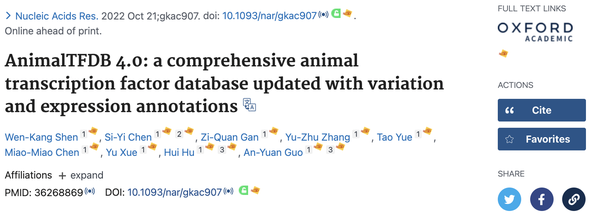 🤩 AnimalTFDB v4.0 | OMG！我最爱的转录因子数据库更新啦！~（附使用指南）（一） - 知乎