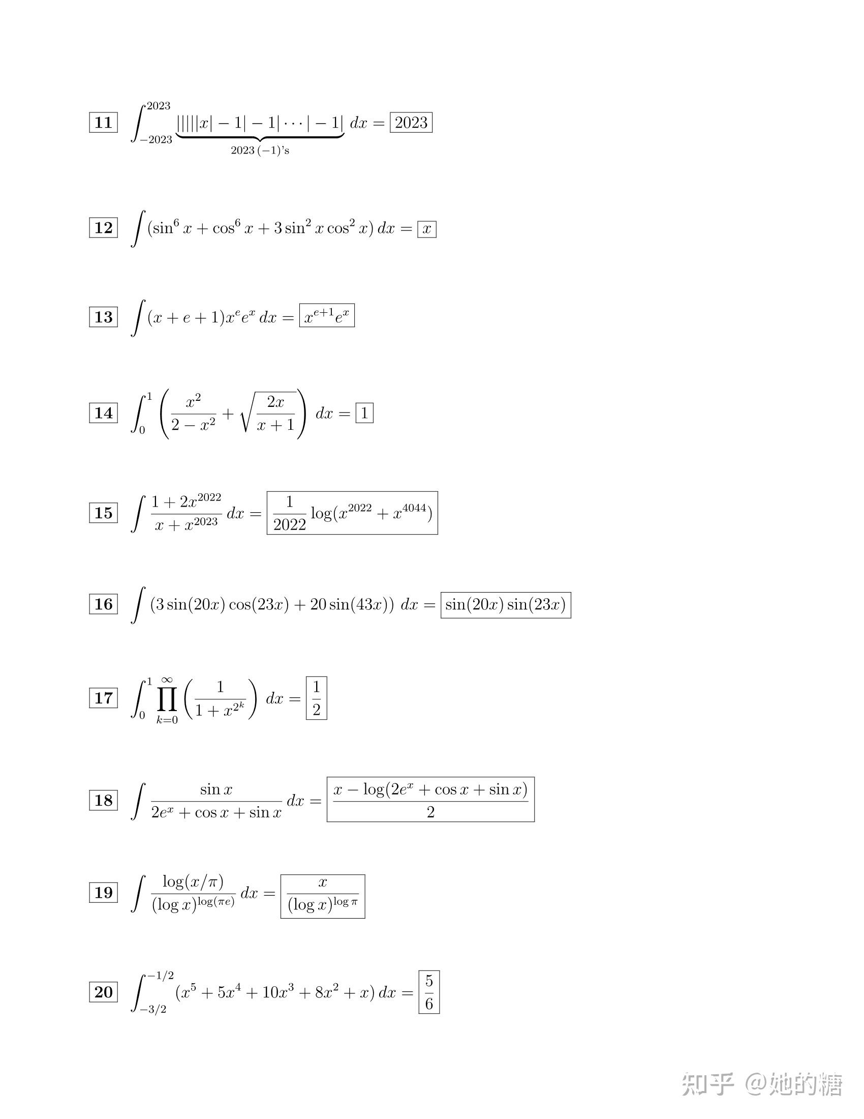 2023 MIT Integration Bee Test 2023年麻省理工积分大赛合集 - 知乎