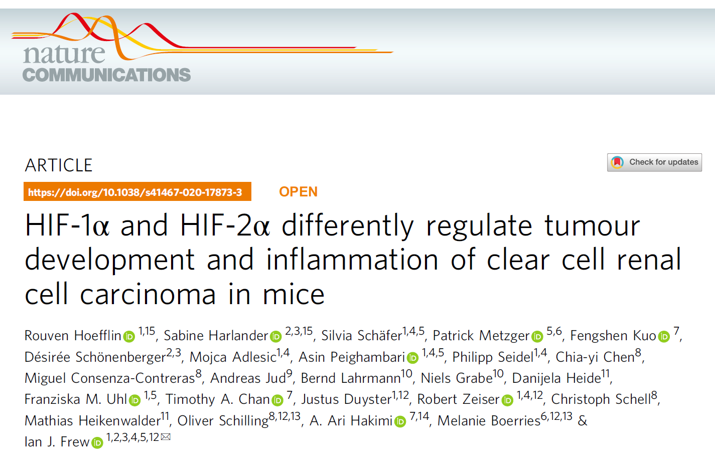 Nat Commun：HIF-1α和HIF-2α在肾透明细胞癌中发挥相反的调节作用 - 知乎